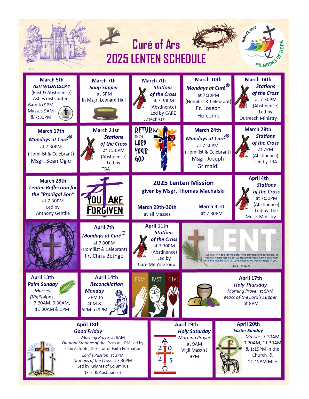 Full 2025 Lenten Schedule